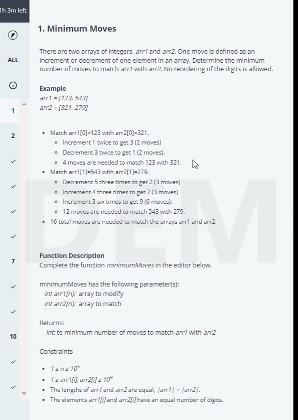Solved Minimum MovesThere are two arrays of integers, arr1 | Chegg.com