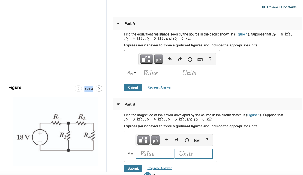 Solved Review Constants Part A Find the equivalent | Chegg.com