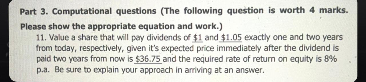 Solved Part 3. Computational questions (The following | Chegg.com