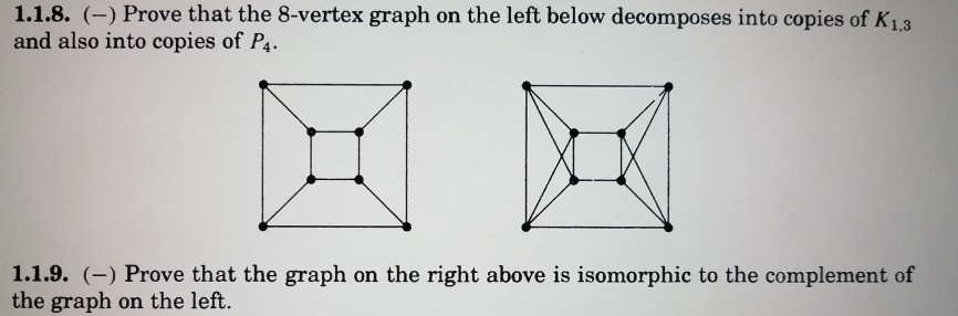 Solved 1.1.8. (-) Prove that the 8-vertex graph on the left | Chegg.com