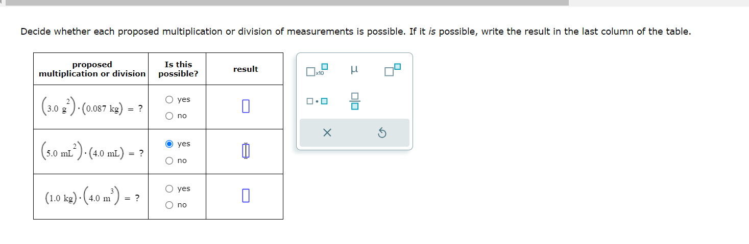 Solved Decide whether each proposed multiplication or | Chegg.com