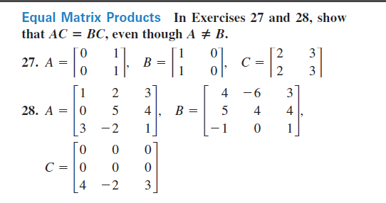 Solved Equal Matrix Products In Exercises 27 and 28, show | Chegg.com