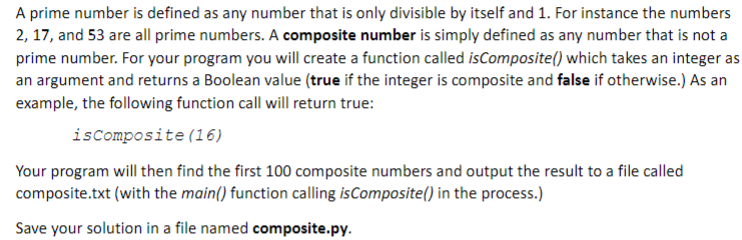 Solved A prime number is defined as any number that is only | Chegg.com