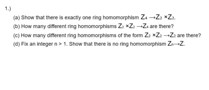 Solved 1.) (a) Show that there is exactly one ring | Chegg.com