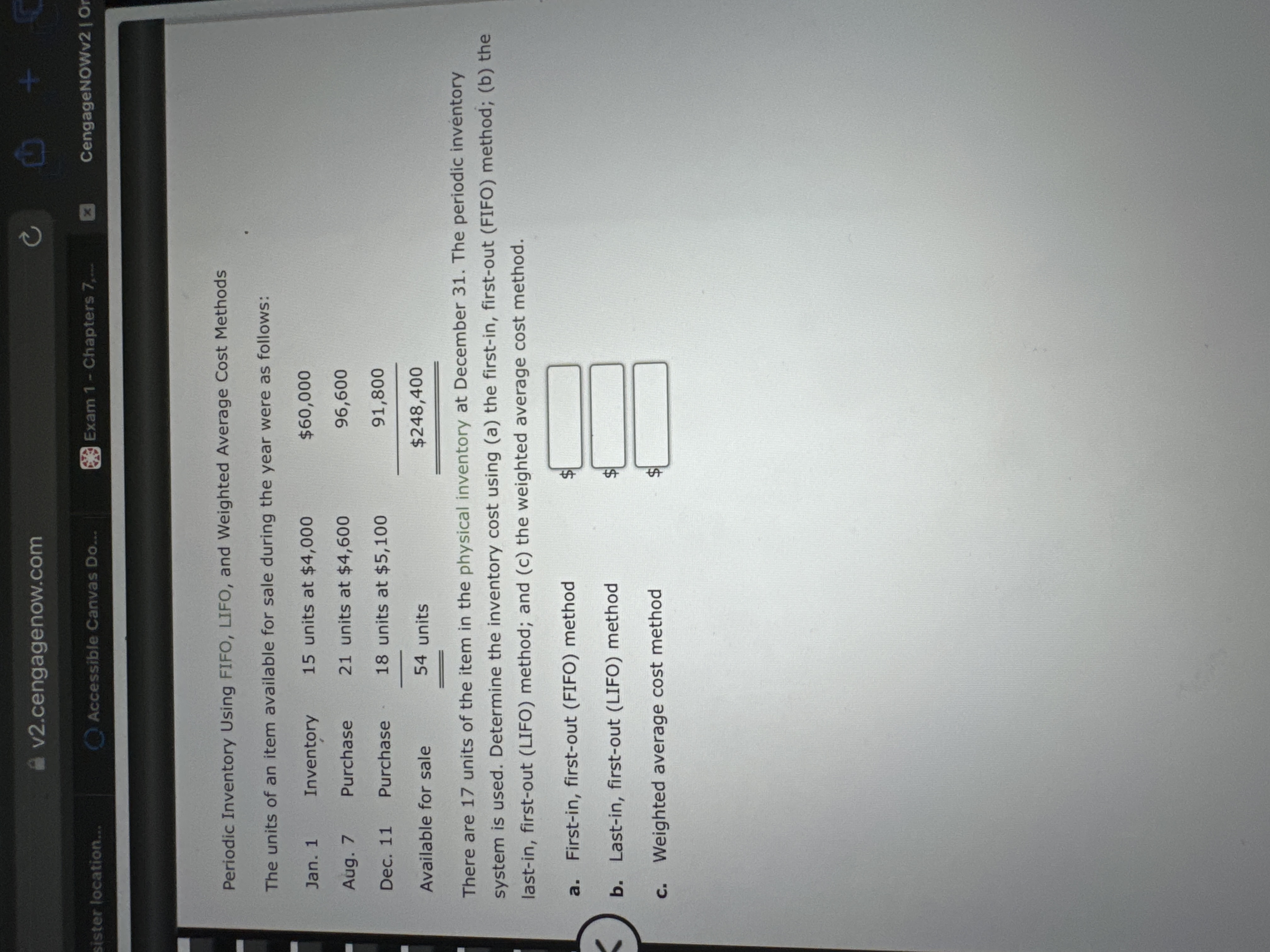 Solved Periodic Inventory Using FIFO, LIFO, and Weighted | Chegg.com