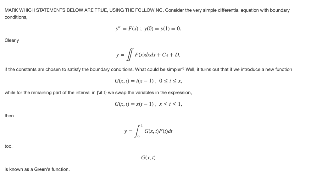 Solved MARK WHICH STATEMENTS BELOW ARE TRUE, USING THE | Chegg.com