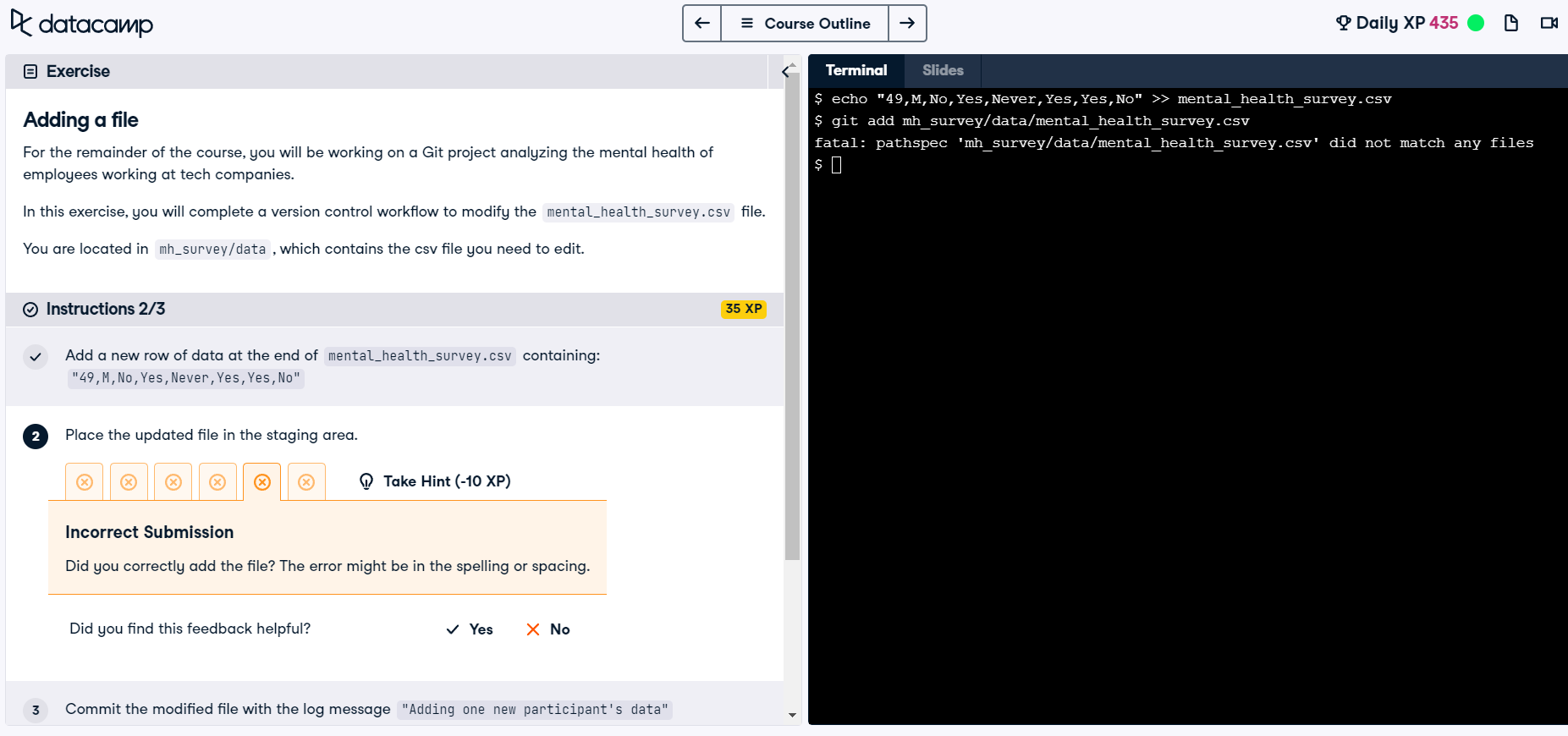 Solved Adding a file For the remainder of the course, you | Chegg.com