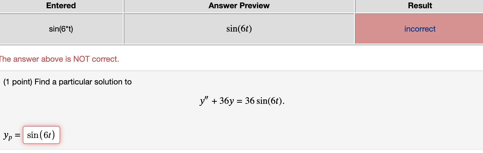 Solved The answer above is NOT correct. (1 point) Find the | Chegg.com