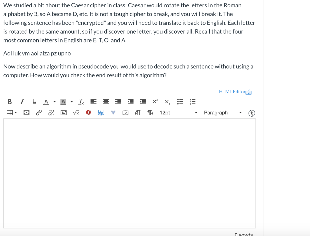 We studied a bit about the Caesar cipher in class: | Chegg.com