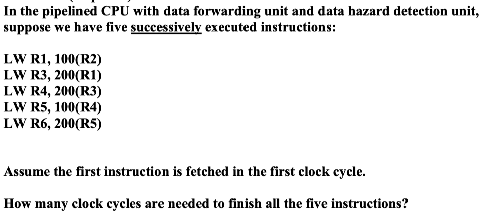 Solved In the pipelined CPU with data forwarding unit and | Chegg.com