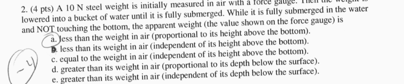 Solved 2. (4 pts) A 10 N steel weight is initially measured | Chegg.com