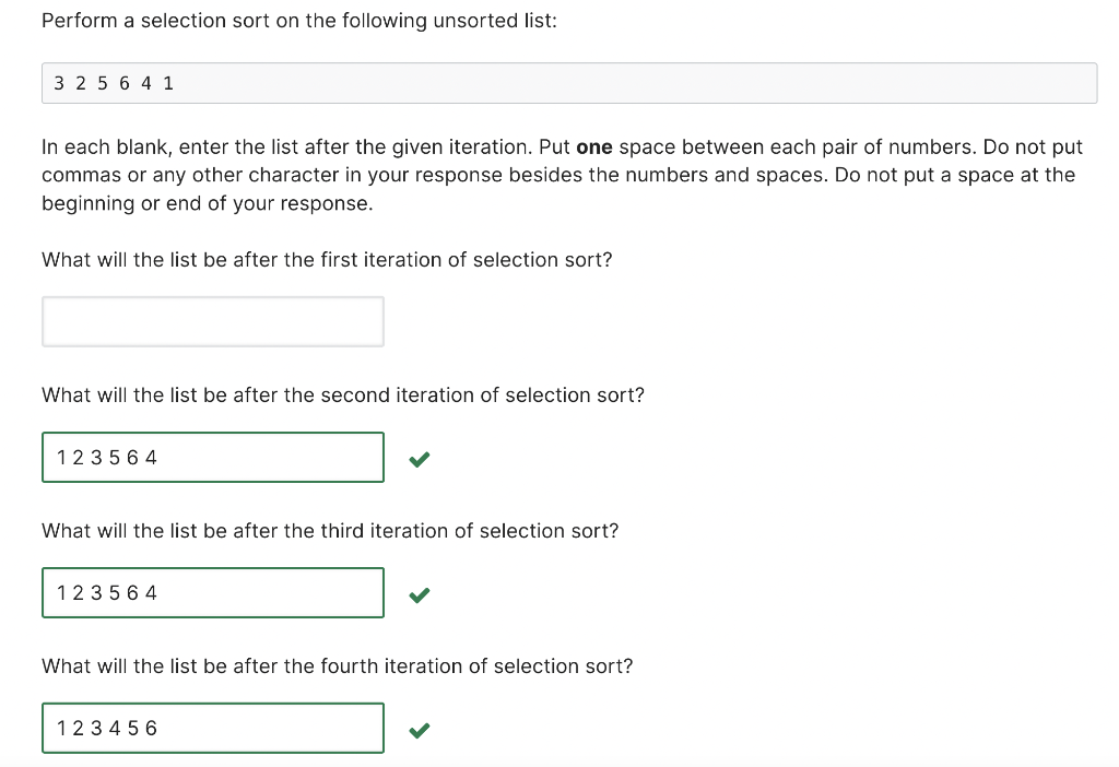 Solved \ What will the list be after the first iteration | Chegg.com