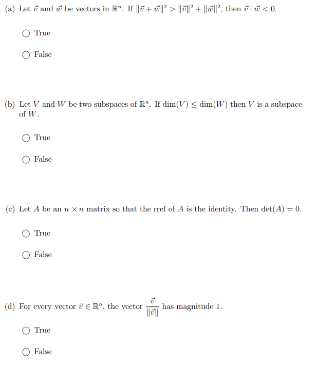 Solved (a) Let \\( \\vec{v} \\) and \\( \\vec{w} \\) be | Chegg.com
