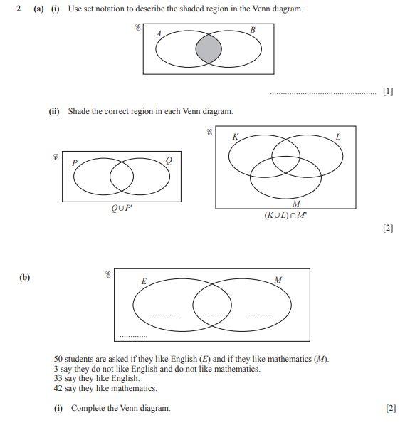 Solved (a) (i) Use set notation to describe the shaded | Chegg.com