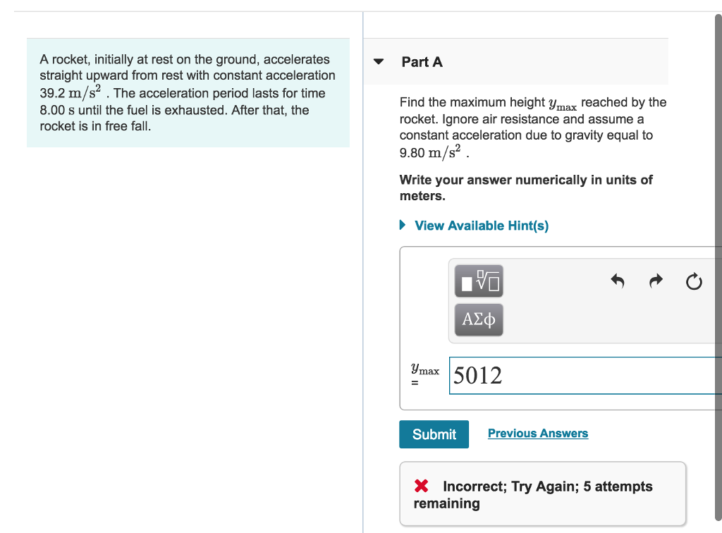 Solved A rocket, initially at rest on the ground, | Chegg.com