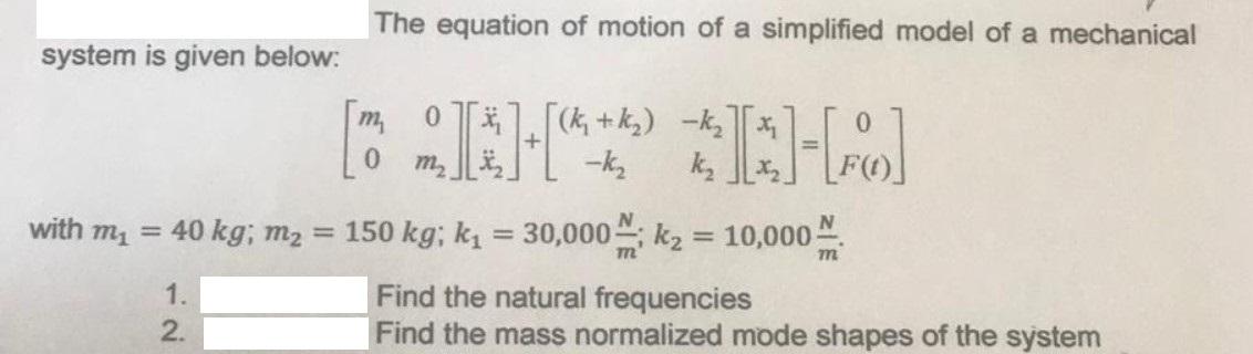 Solved The equation of motion of a simplified model of a | Chegg.com