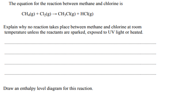 Solved The equation for the reaction between methane and | Chegg.com