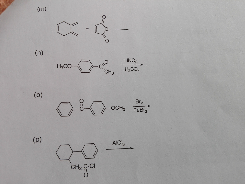 Solved HNO3 H2SO4 CH3 Br2 -OCH3 FeBr3 AlCl3 CH2-C-C | Chegg.com