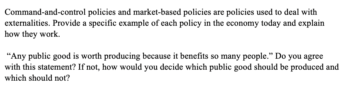 Solved Command-and-control policies and market-based | Chegg.com