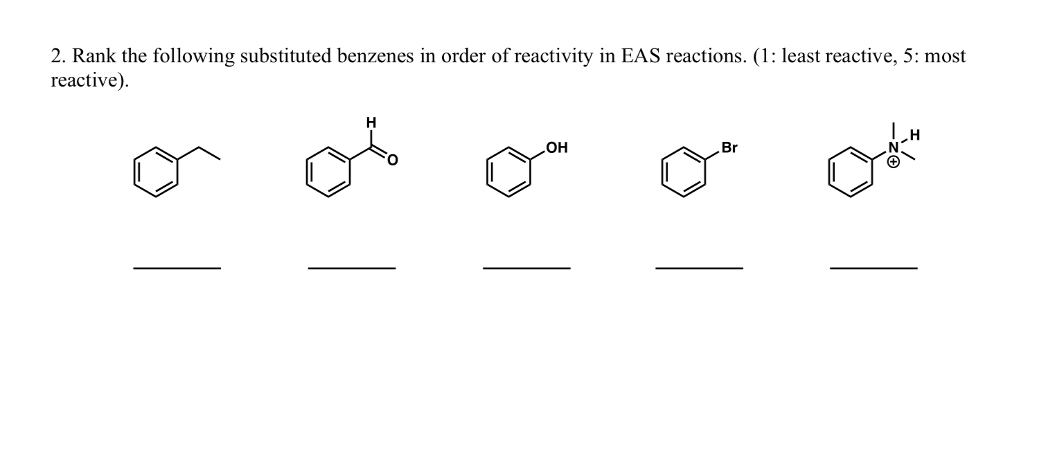 2. Rank the following substituted benzenes in order | Chegg.com