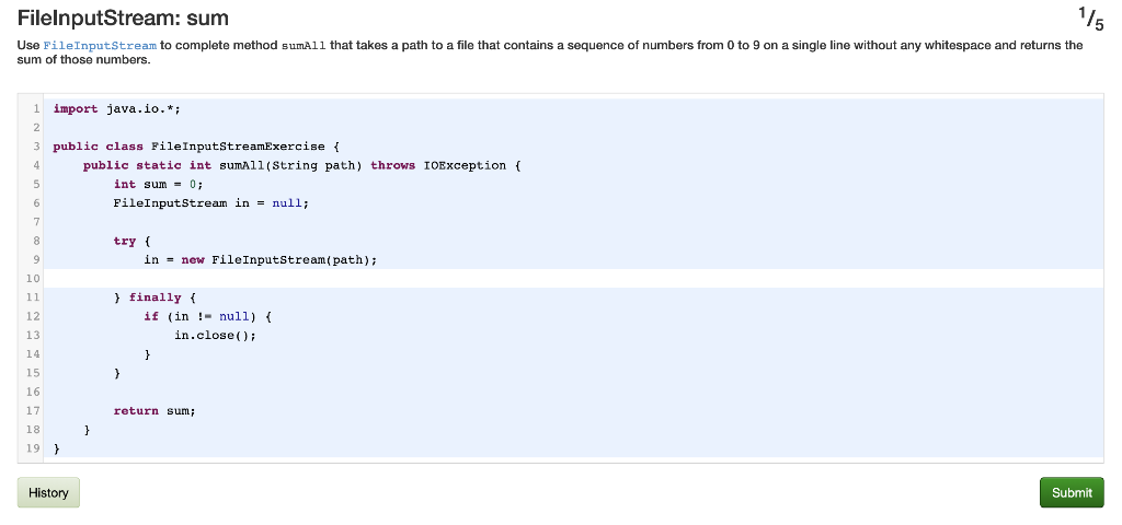 Solved FileInputStream: sum Use FileInputStream to complete | Chegg.com