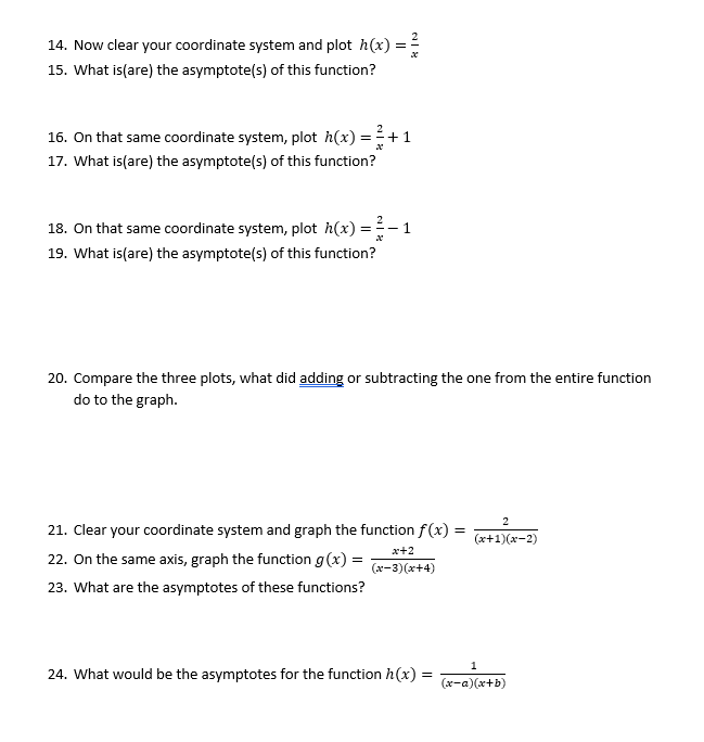Solved 14. Now clear your coordinate system and plot h(x)=x2 | Chegg.com