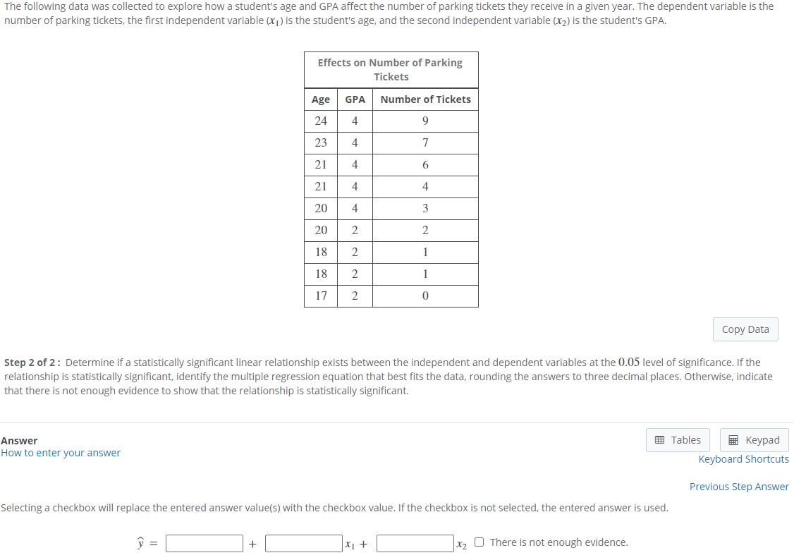 Solved The following data was collected to explore how a | Chegg.com