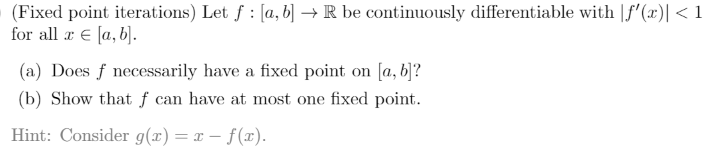Solved (Fixed point iterations) Let S : [a, b] → R be | Chegg.com