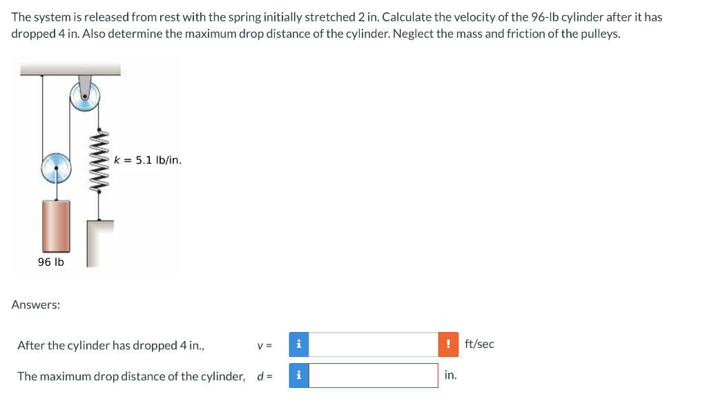 Solved The system is released from rest with the spring | Chegg.com