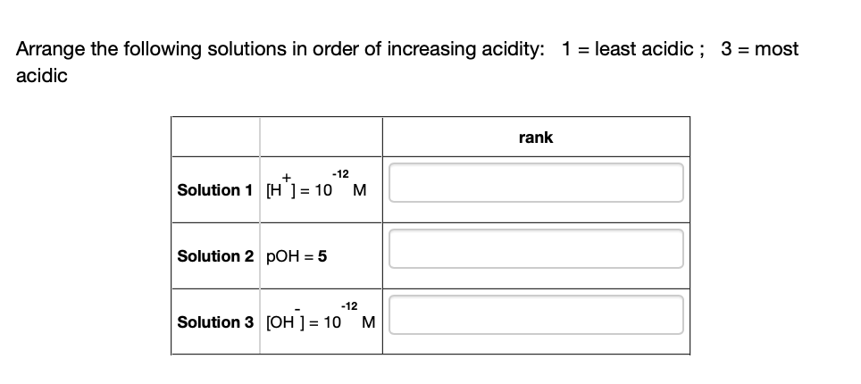 Solved Arrange the following solutions in order of | Chegg.com