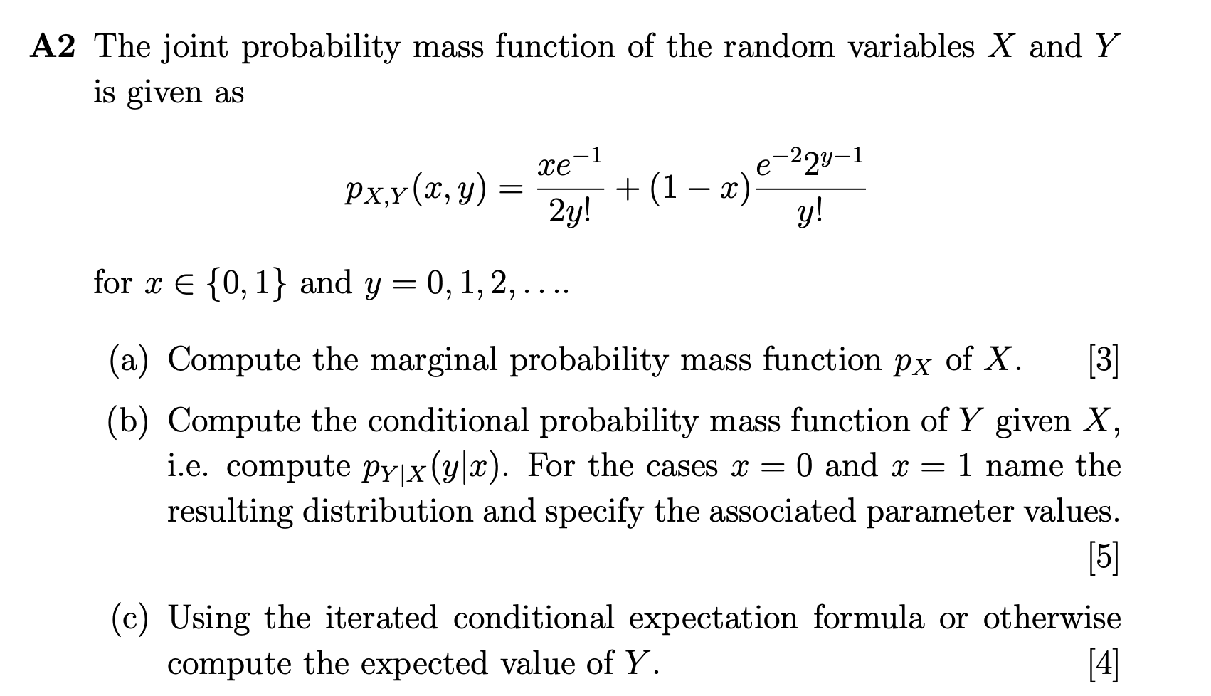 Solved A2 The joint probability mass function of the random | Chegg.com