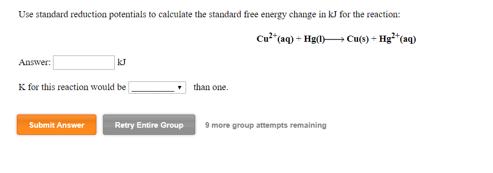 Solved Use standard reduction potentials to calculate the | Chegg.com
