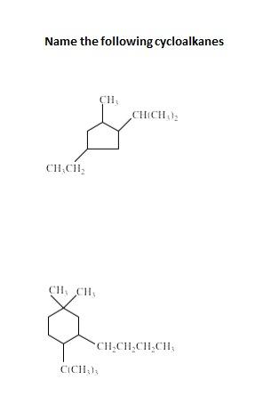 Solved Name the following cycloalkanes (11 CH(CH3 $ CH,CII & | Chegg.com