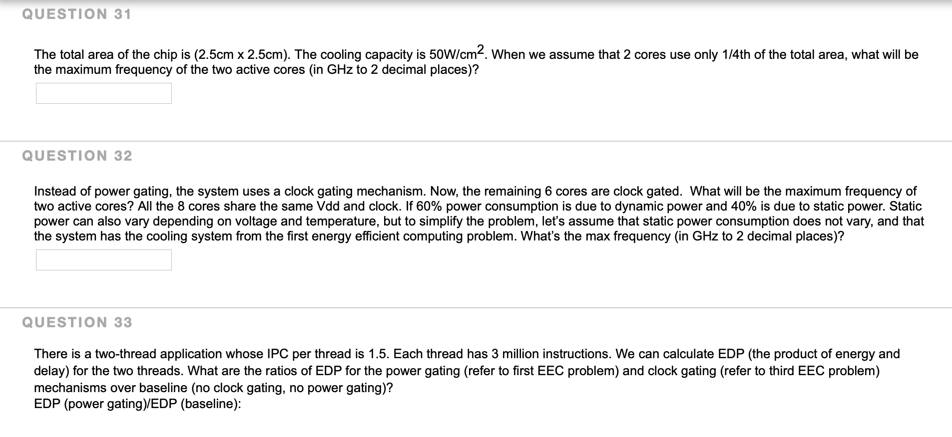 QUESTION 30 Energy Efficient Computing [21 points] A | Chegg.com