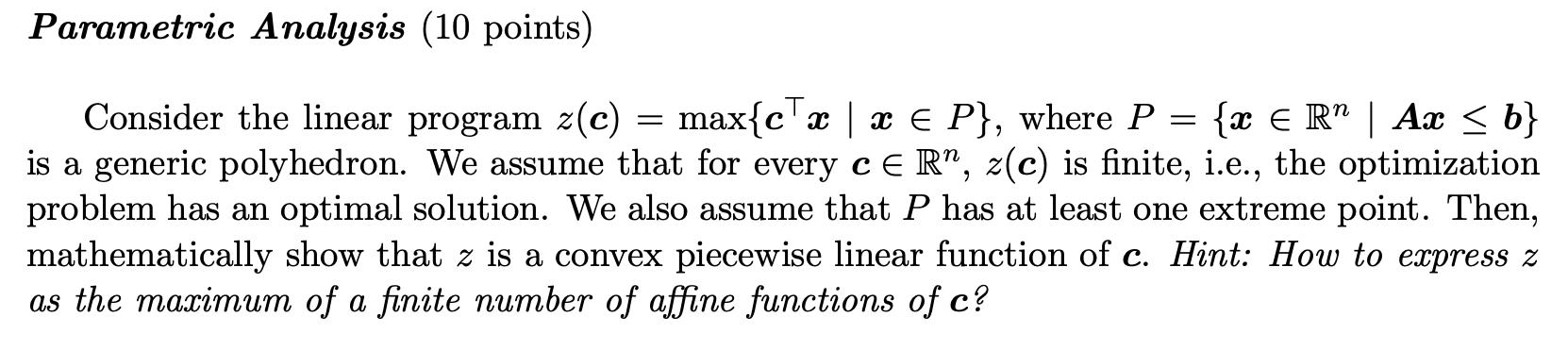 Solved Parametric Analysis (10 points) Consider the linear | Chegg.com