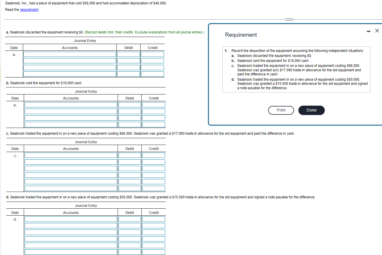 Solved Record the following transactions in the journal of | Chegg.com