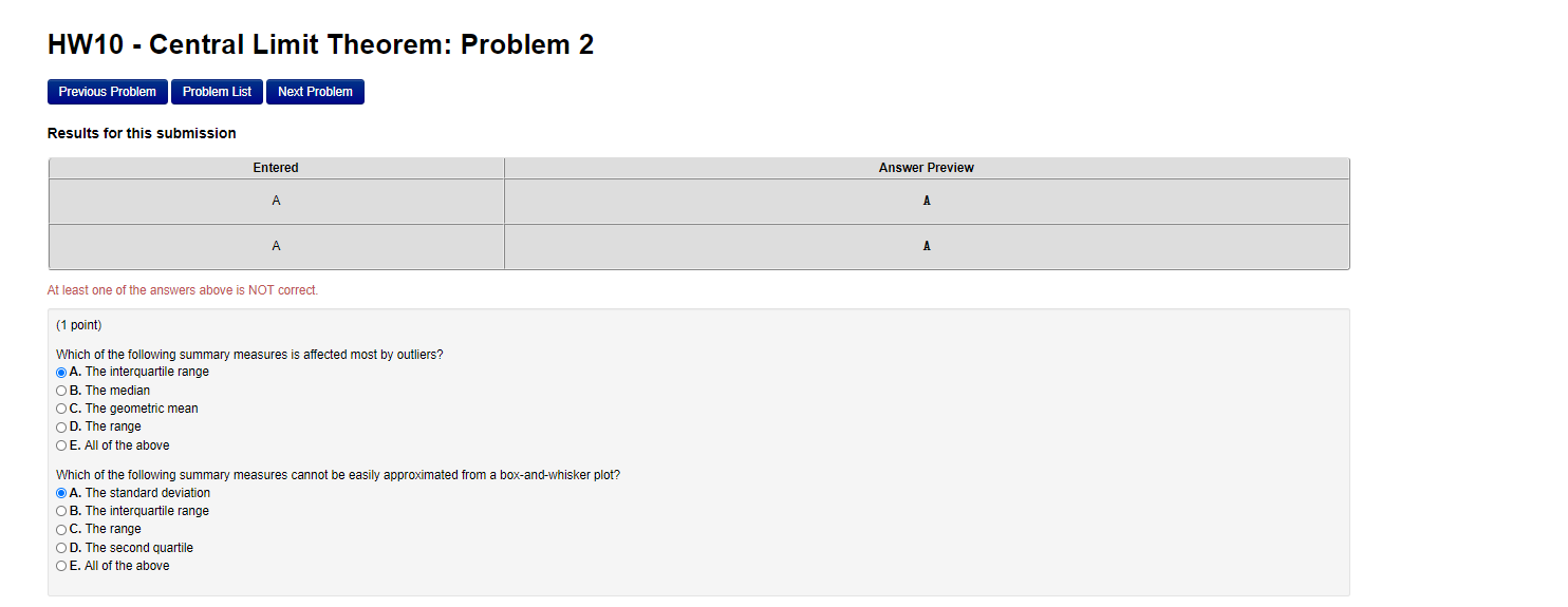 Solved HW10 - Central Limit Theorem: Problem 2 Previous | Chegg.com