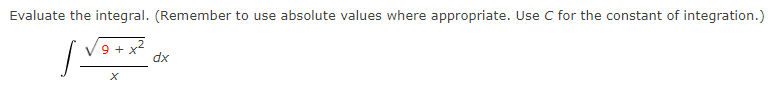 Solved Evaluate the integral. (Remember to use absolute | Chegg.com