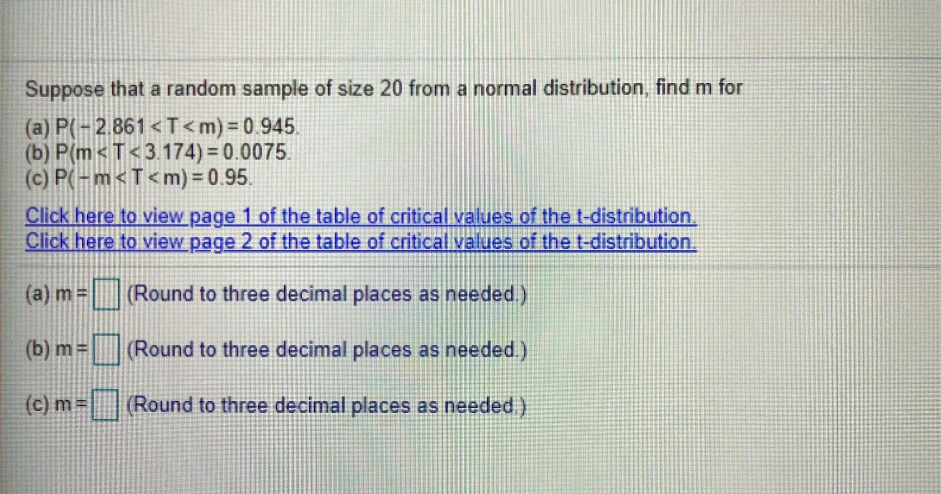 Solved Suppose that a random sample of size 20 from a normal | Chegg.com