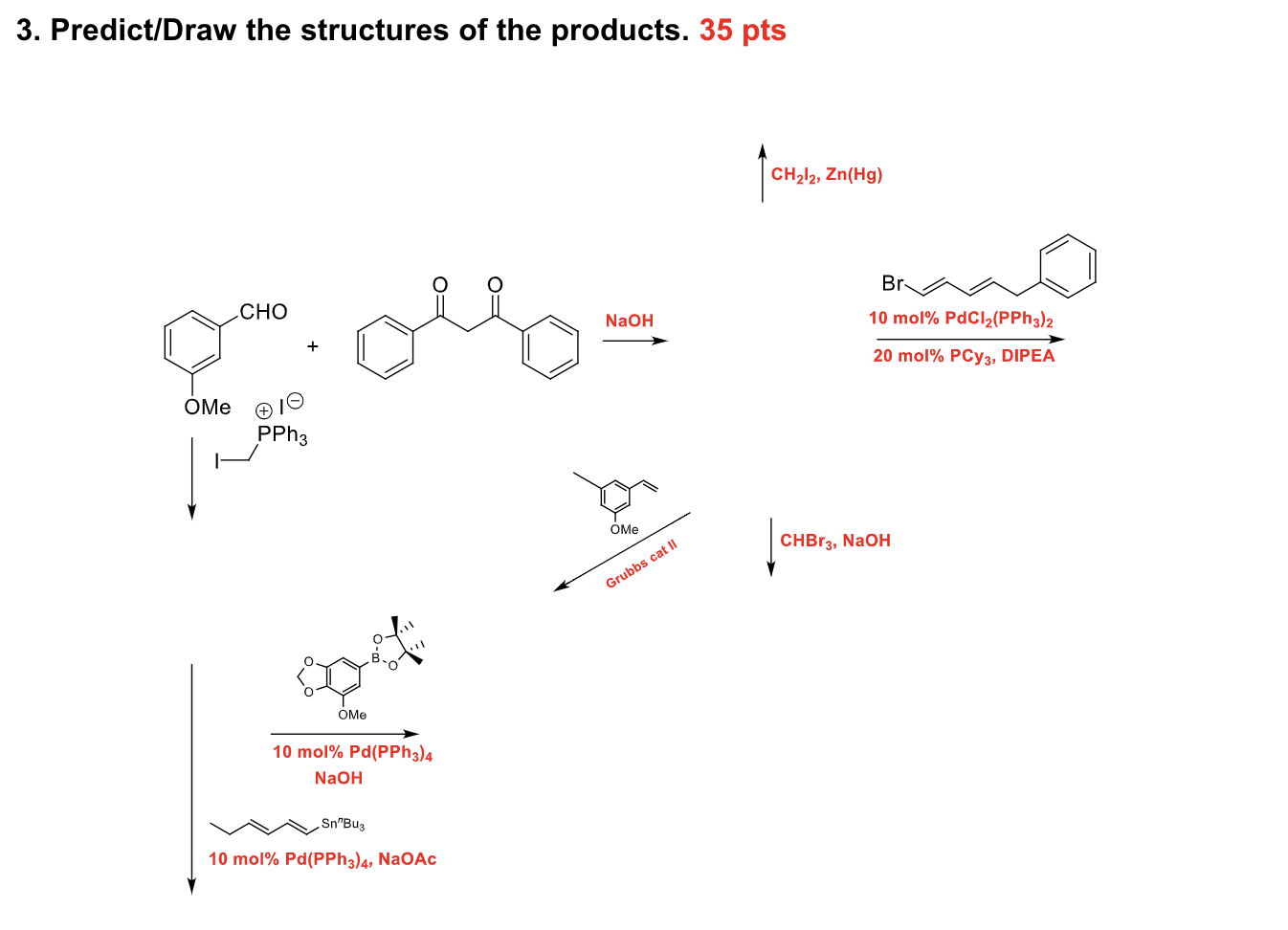 Solved 3. Predict/Draw the structures of the products. 35pts | Chegg.com
