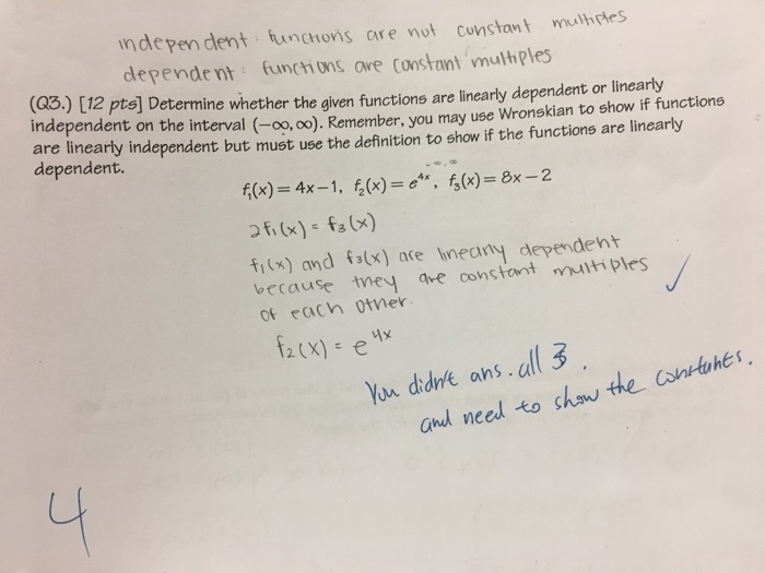 Solved Determine Whether The Given Functions Are Linearly