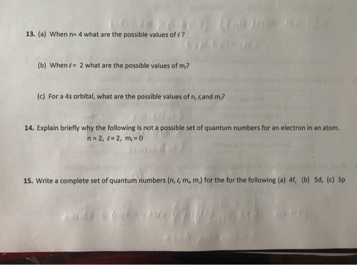 Solved 13. (a) When n- 4 what are the possible values of ? | Chegg.com