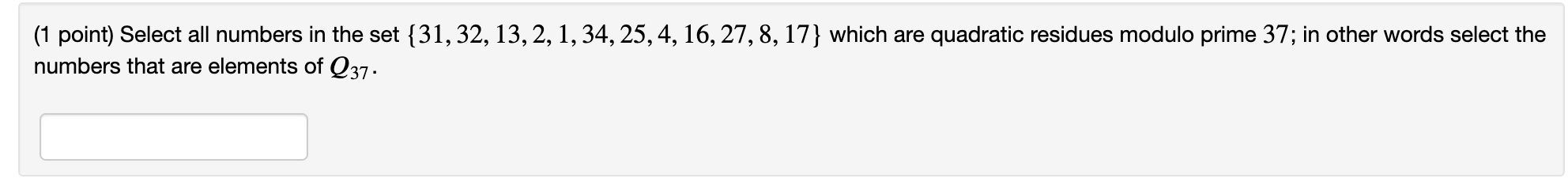 Solved (1 point) Select all numbers in the set | Chegg.com