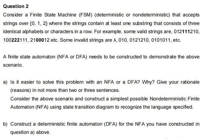 Solved Question 2 Consider A Finite State Machine Fsm 9010