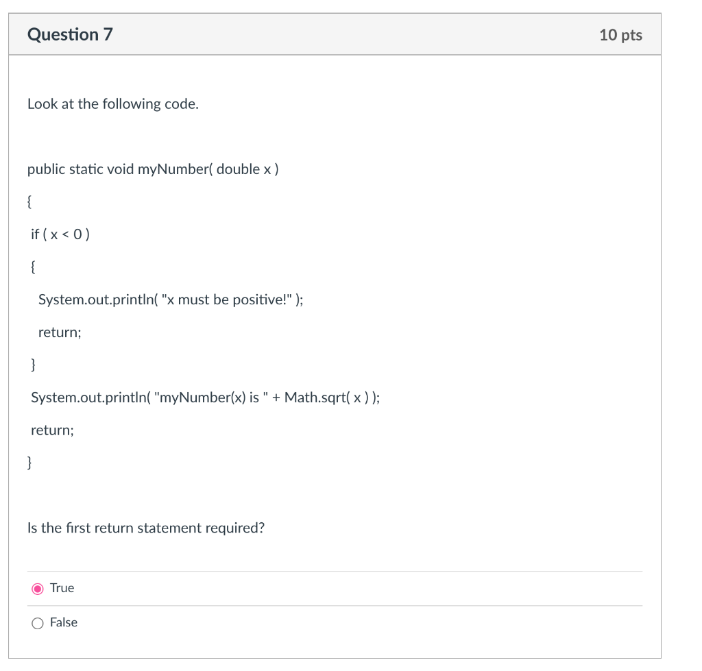 Solved Question 7 10 pts Look at the following code. public | Chegg.com