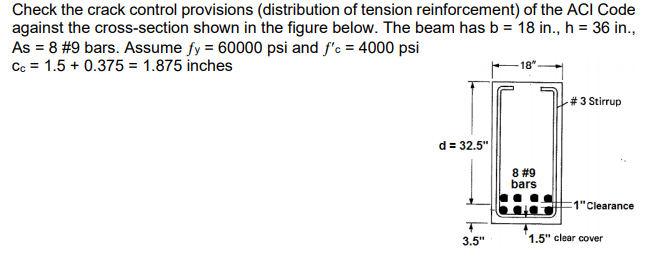 Solved Check the crack control provisions (distribution of | Chegg.com