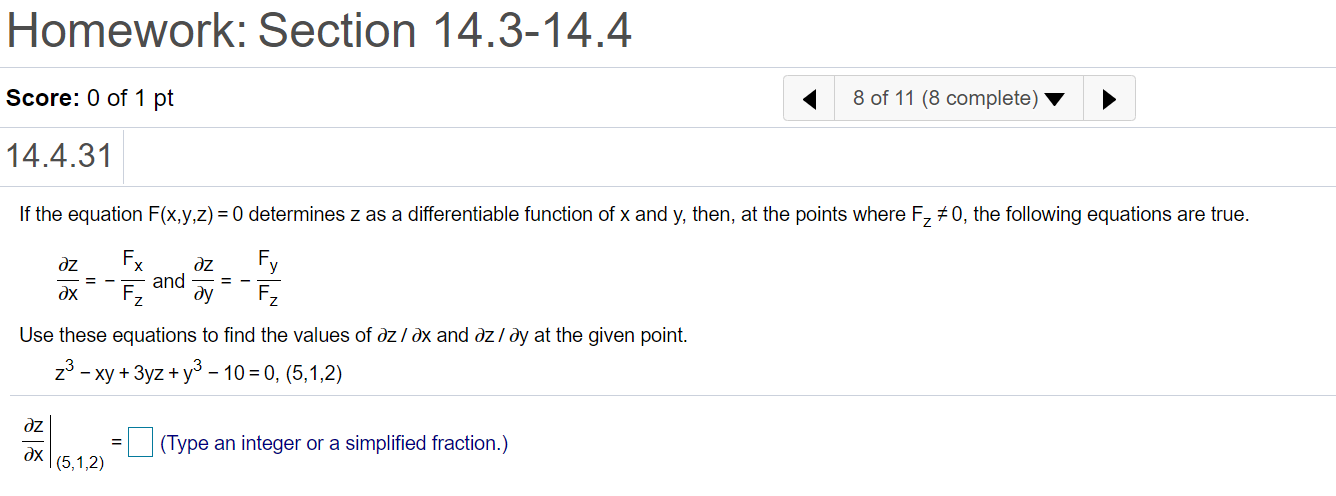 Solved Homework Section 14 3 14 4 Score 0 Of 1 Pt 8 Of 11