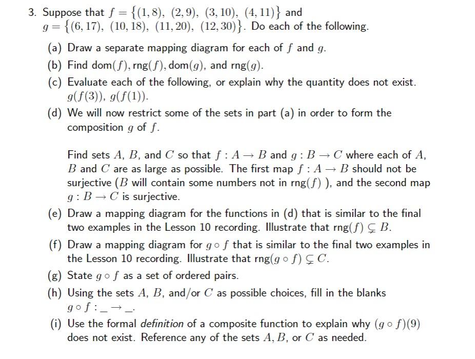 Solved Suppose that f={(1,8),(2,9),(3,10),(4,11)} and | Chegg.com