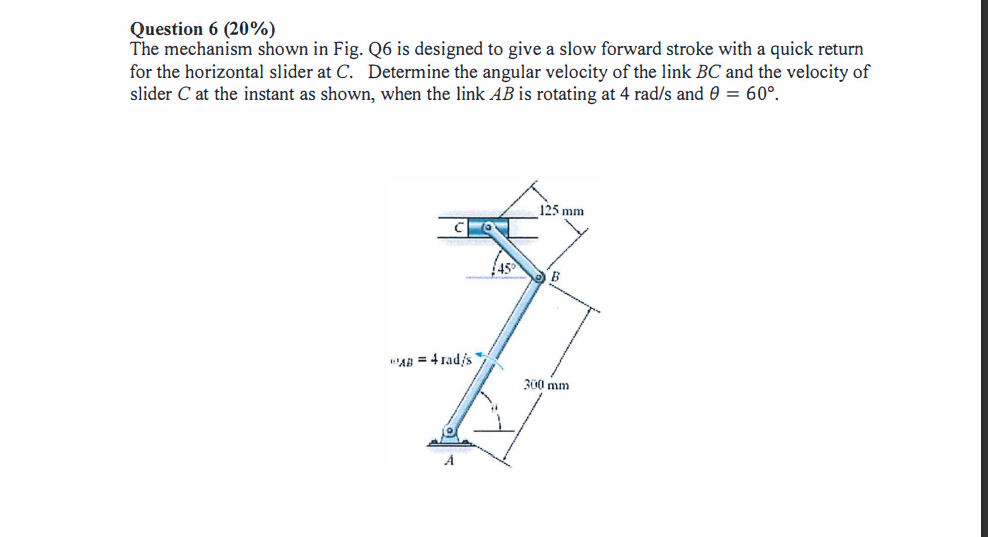 Solved Question 6(20%) The mechanism shown in Fig. Q6 is | Chegg.com