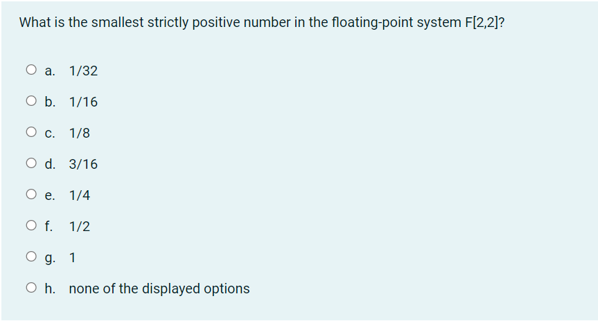 Solved What is the smallest strictly positive number in the | Chegg.com